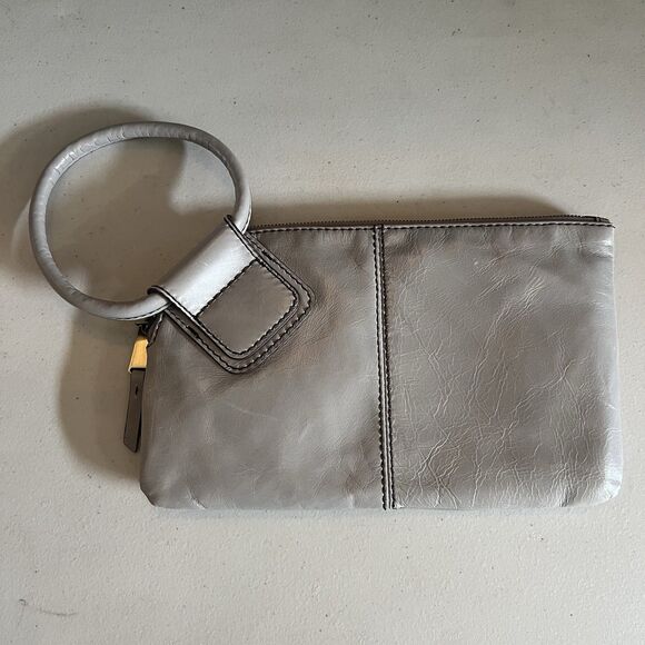 HOBO | Bags | Hobo Sable Wristlet Wallet Pouch Clutch Gray Leather ...